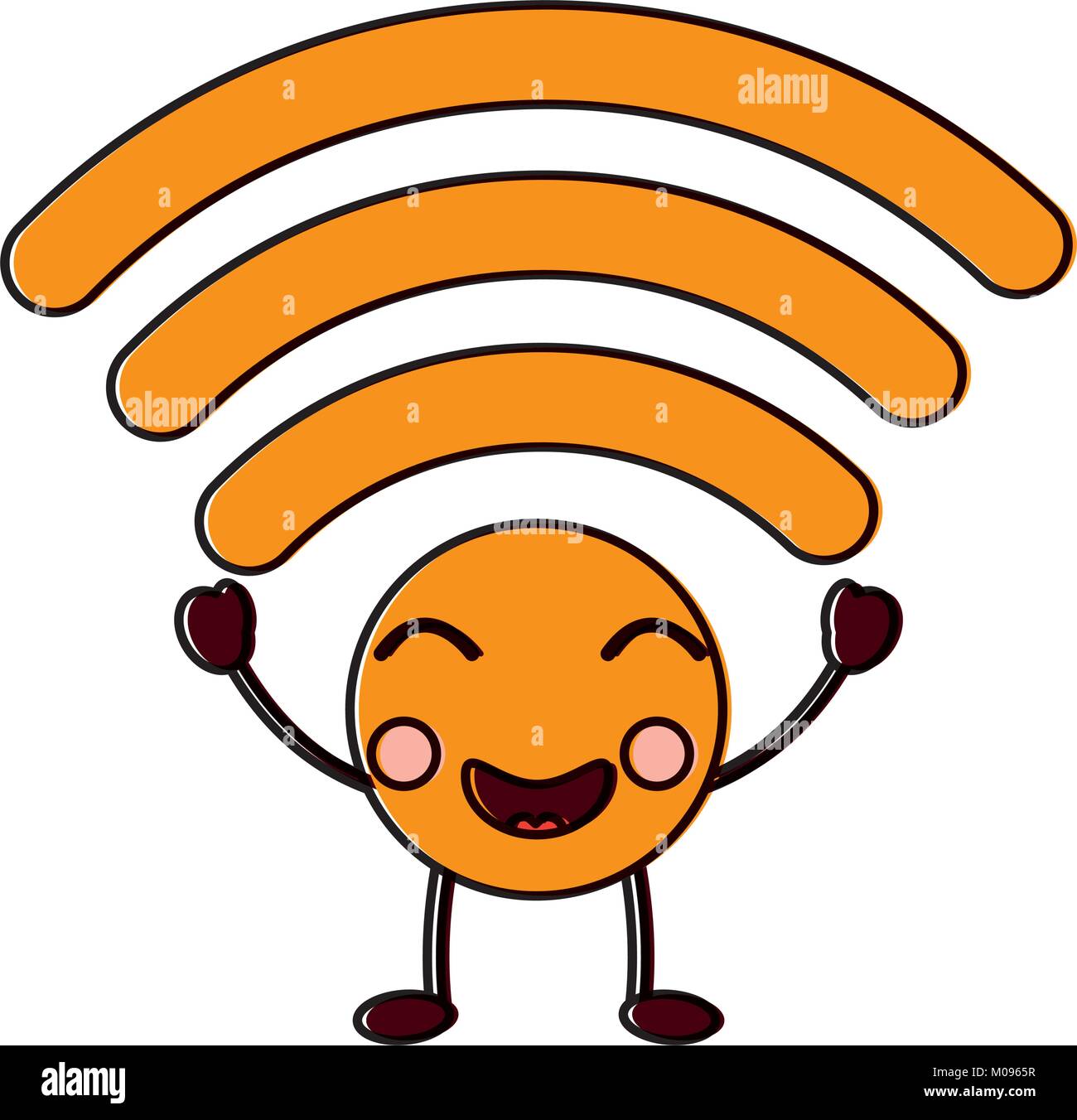 happy wifi kawaii icon image Stock Vector Image & Art - Alamy