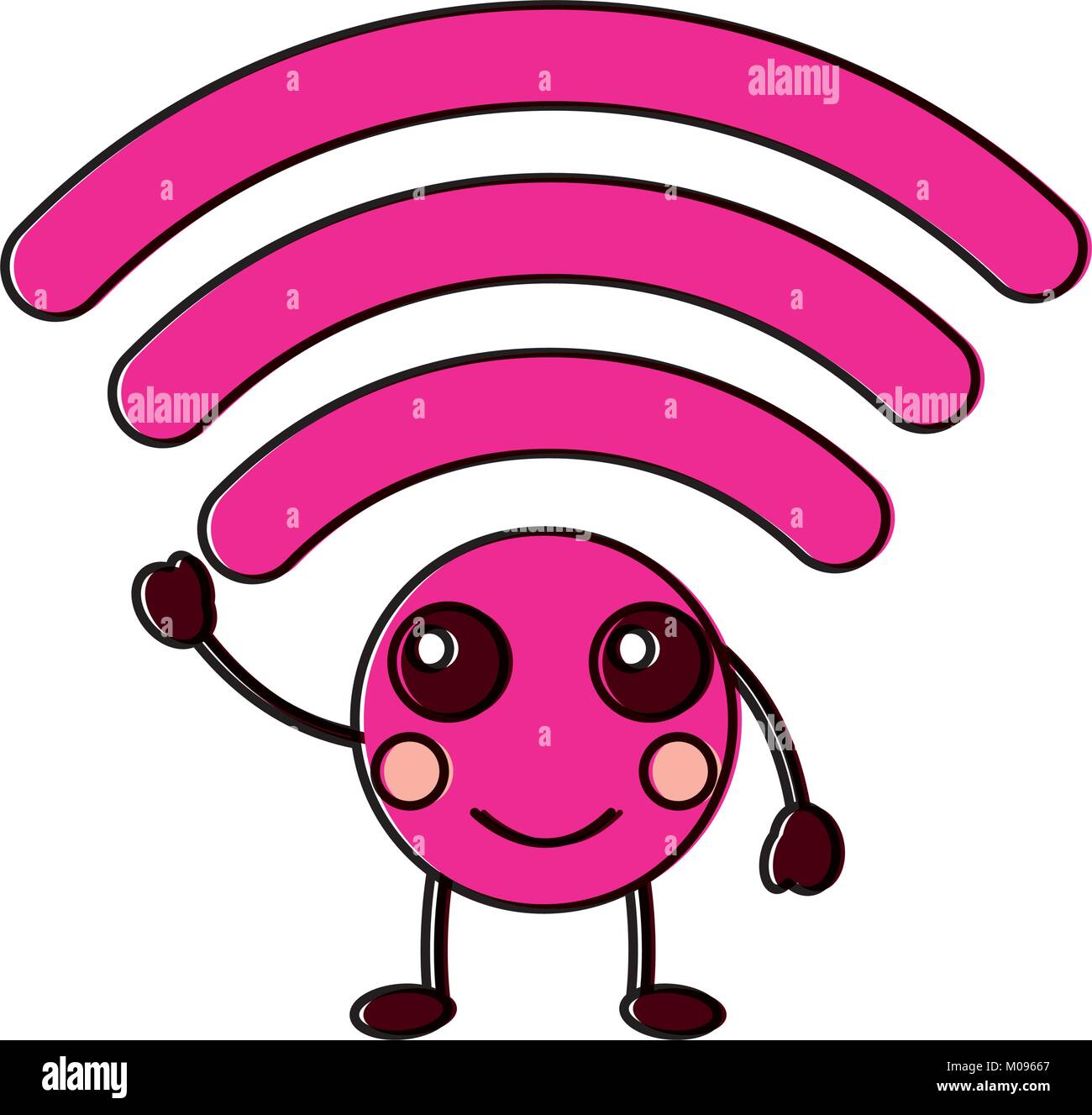 happy wifi kawaii icon image Stock Vector Image & Art - Alamy