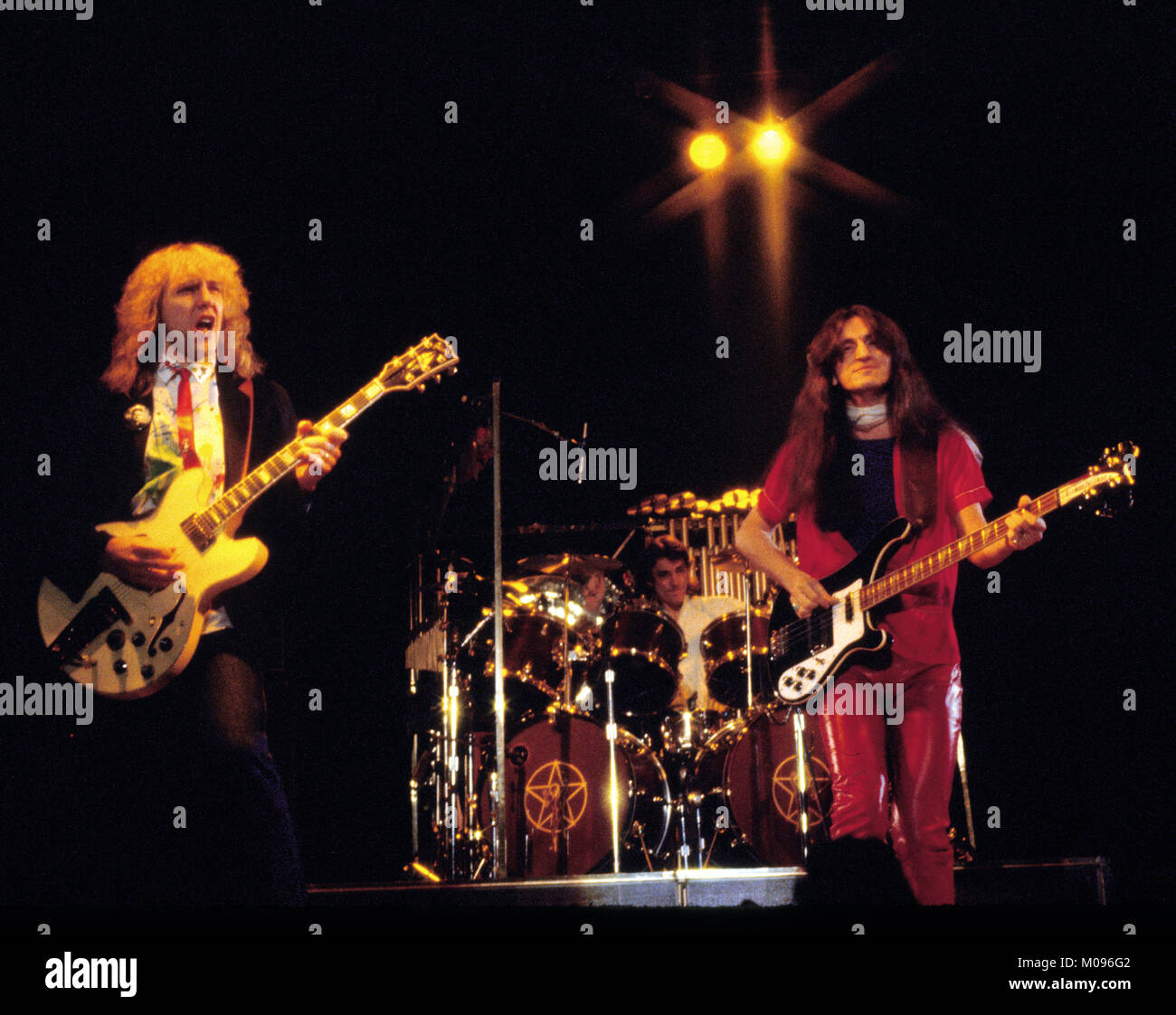 Rush performs at the Seattle Center Coliseum in the late 1970s Stock ...