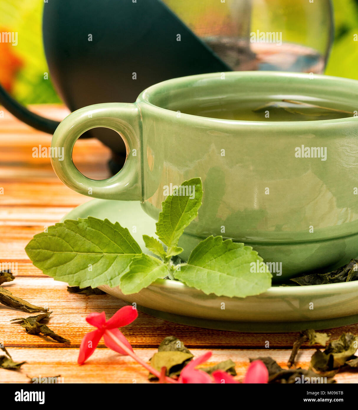 Tea With Mint Indicating Outside Herb And Refreshed Stock Photo - Alamy
