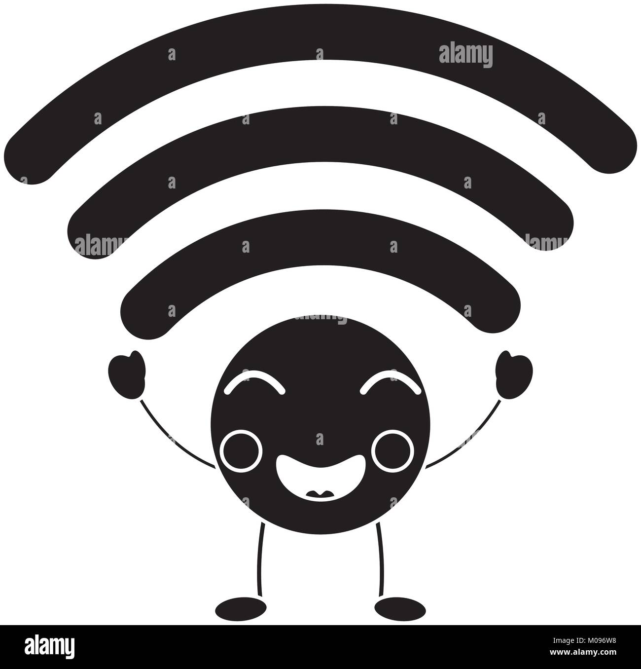 happy wifi kawaii icon image Stock Vector Image & Art - Alamy