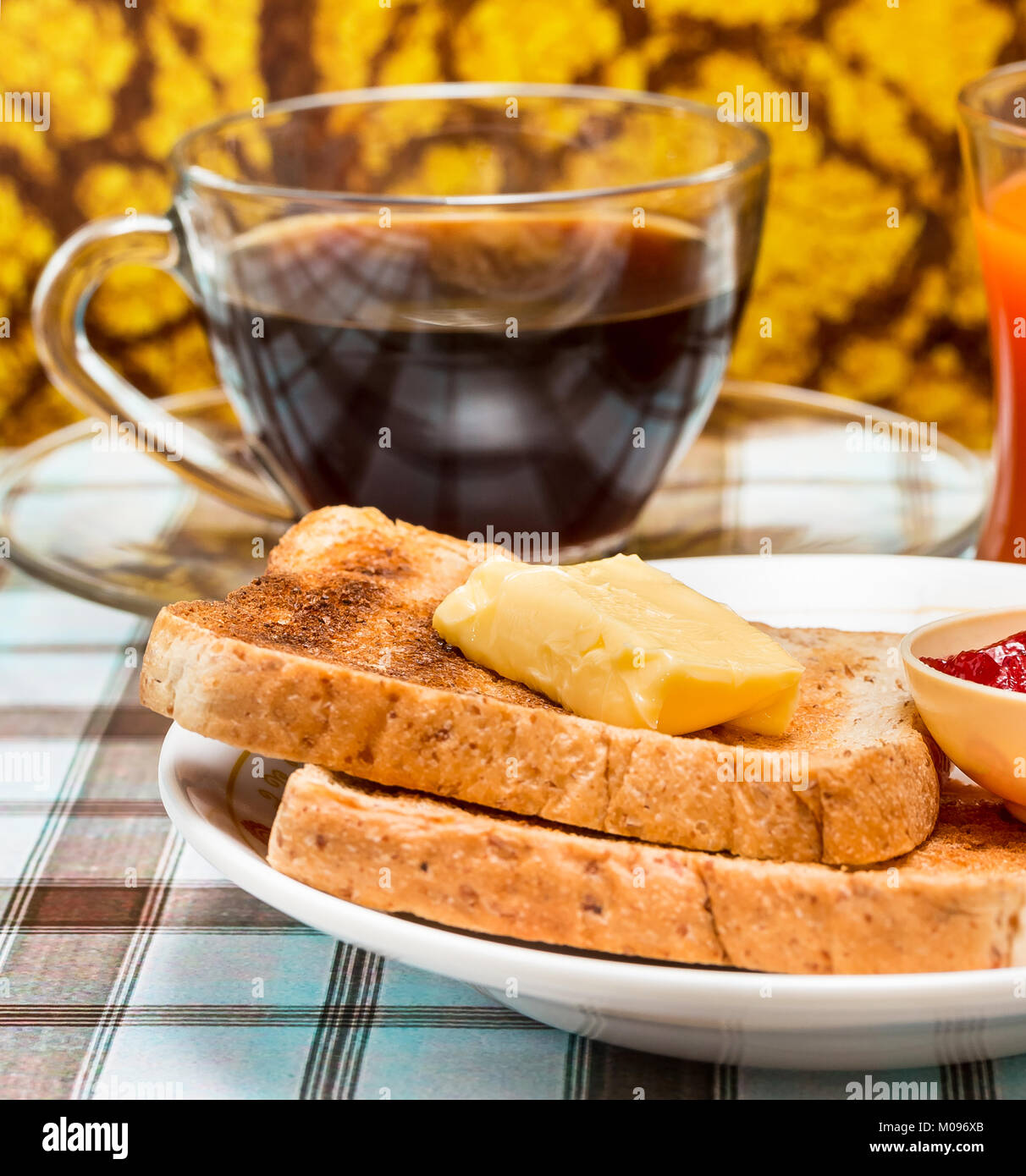 Butter Toast Showing Morning Meal And Toasted Stock Photo - Alamy