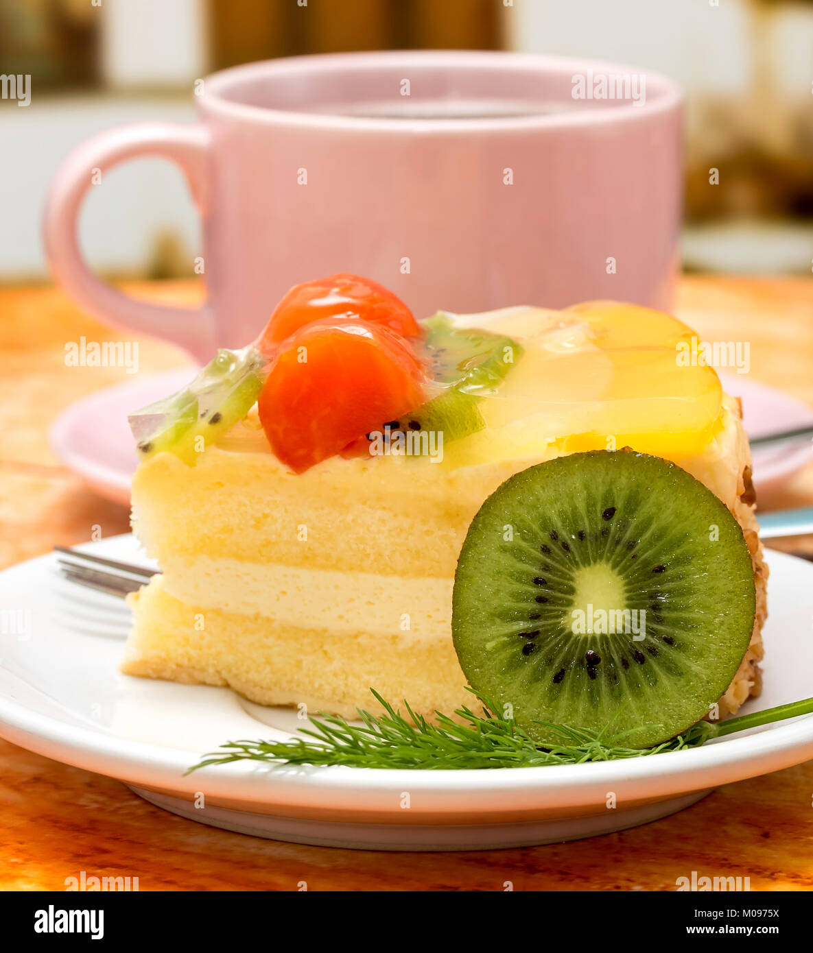 Strawberry Cake Coffee Meaning Refreshment Tasty And Delicious Stock ...