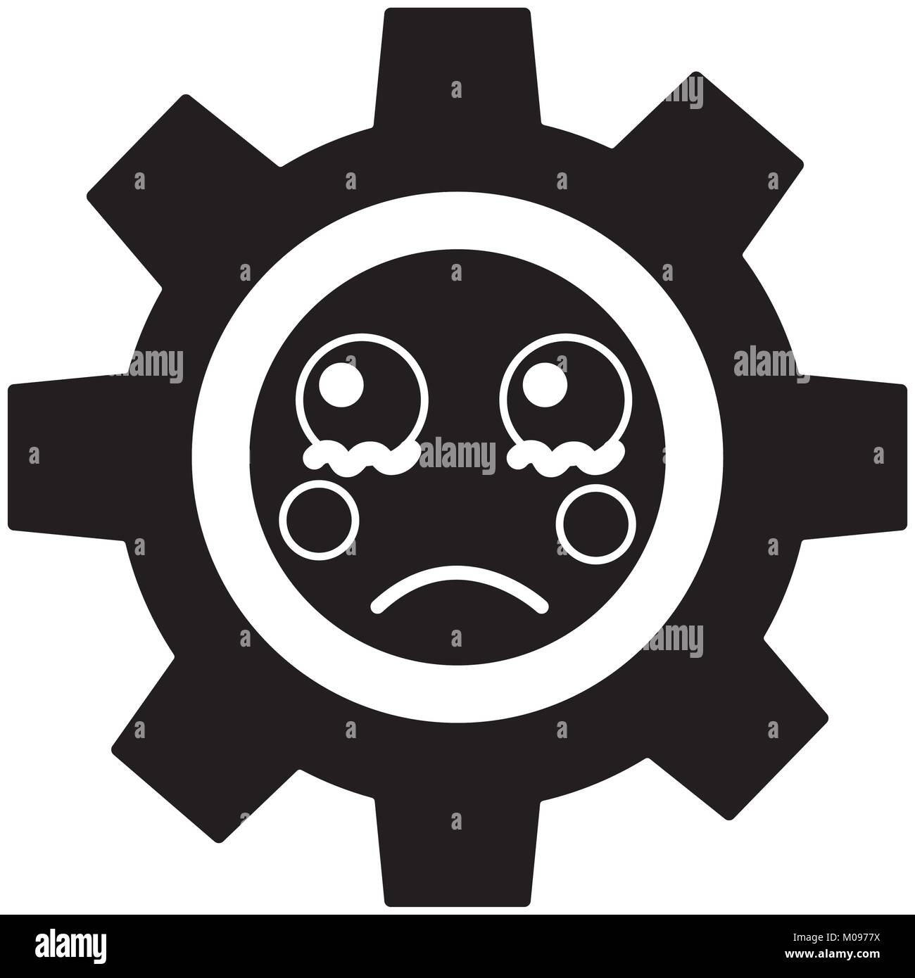 sad gear kawaii icon image Stock Vector Image & Art - Alamy