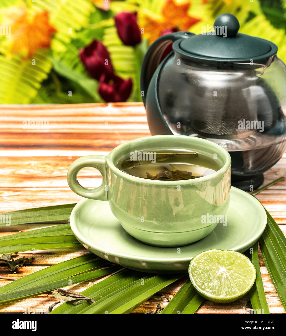 Lime Green Tea Representing Cafe Refreshed And Restaurant Stock Photo ...