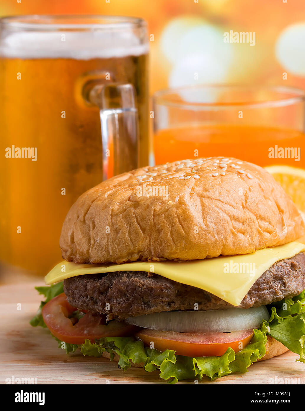 Chips And Beer Representing Quarter Pounder And Lager Stock Photo - Alamy
