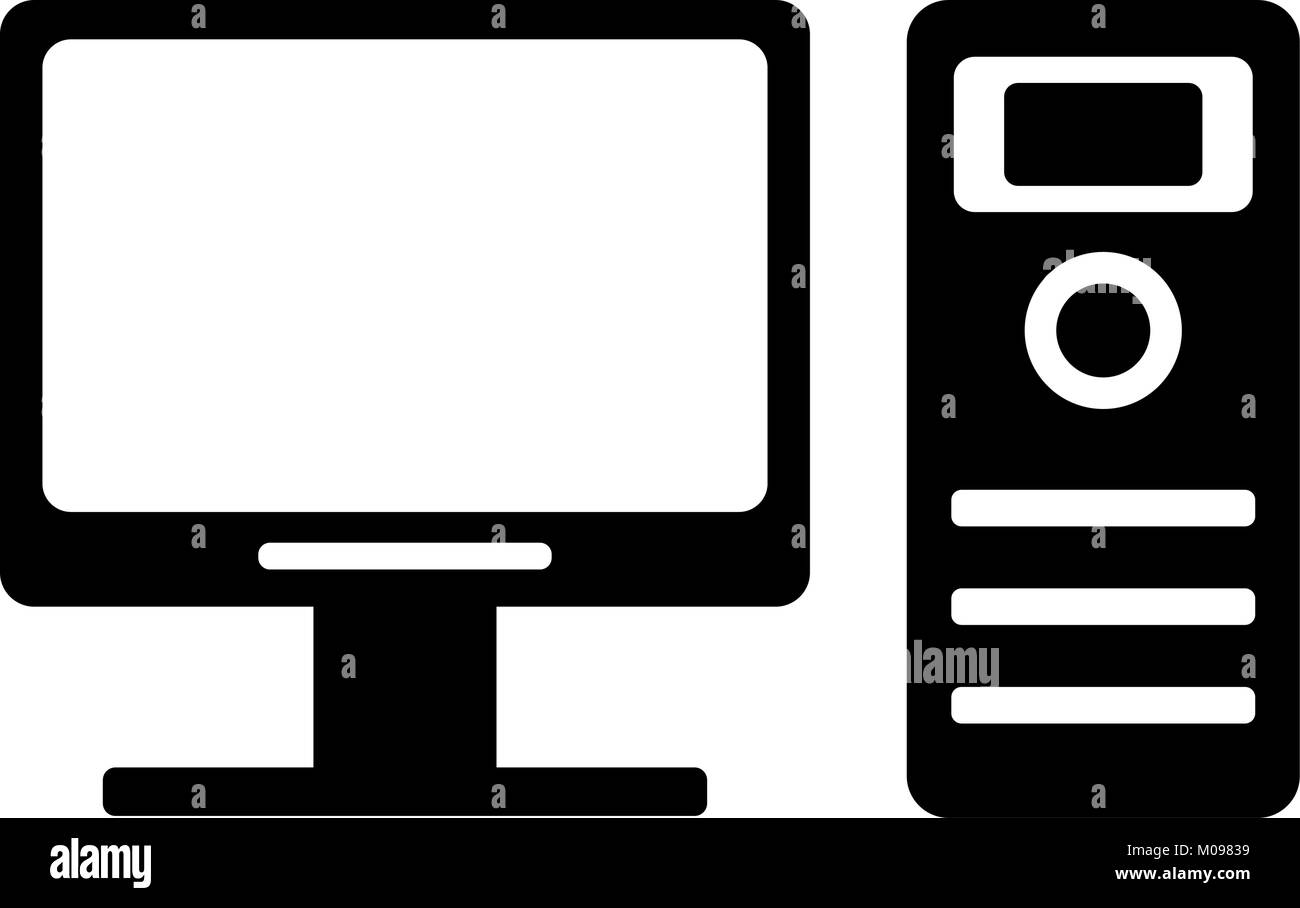Computer desktop icon simple Black and White Stock Photos & Images - Alamy