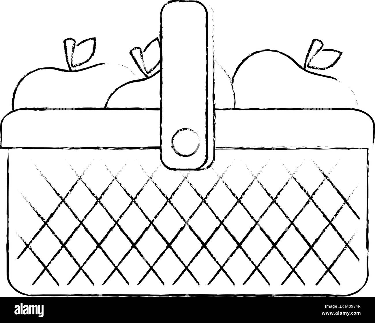 plastic basket picnic with apples vector illustration design Stock ...