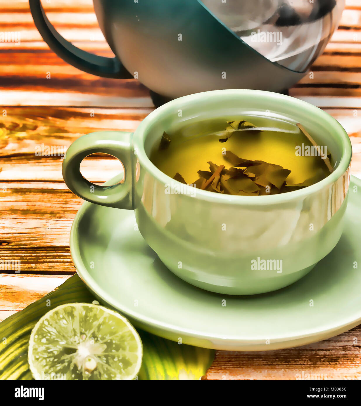 Lime Tea Refreshment Showing Drinks Fruits And Cafes Stock Photo - Alamy