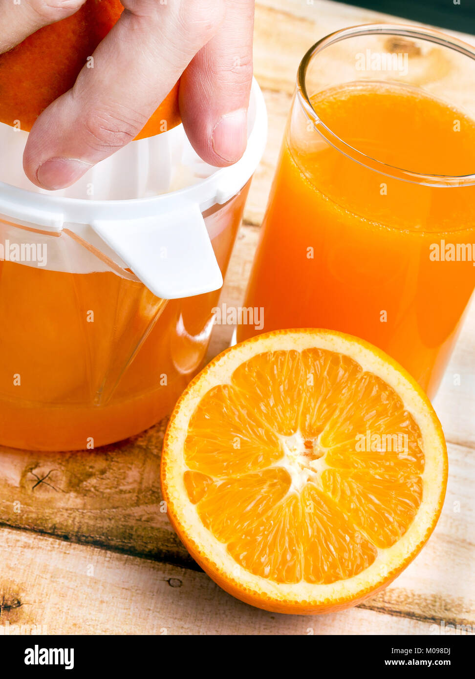 Healthy Orange Drink Showing Tropical Fruit And Refresh Stock Photo - Alamy