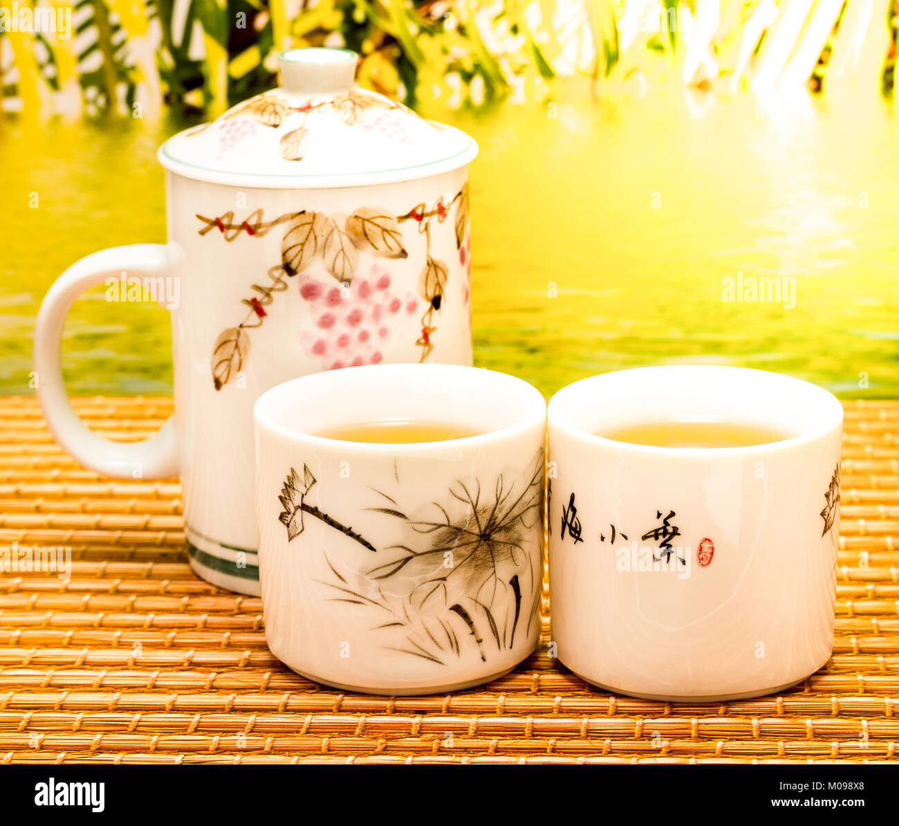 Tea On Patio Representing Break Time And Breaks Stock Photo - Alamy