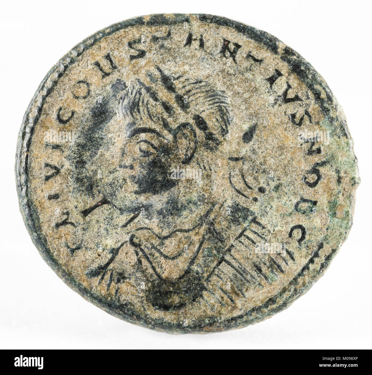 Ancient Roman copper coin of Emperor Constantius II. Obverse Stock ...