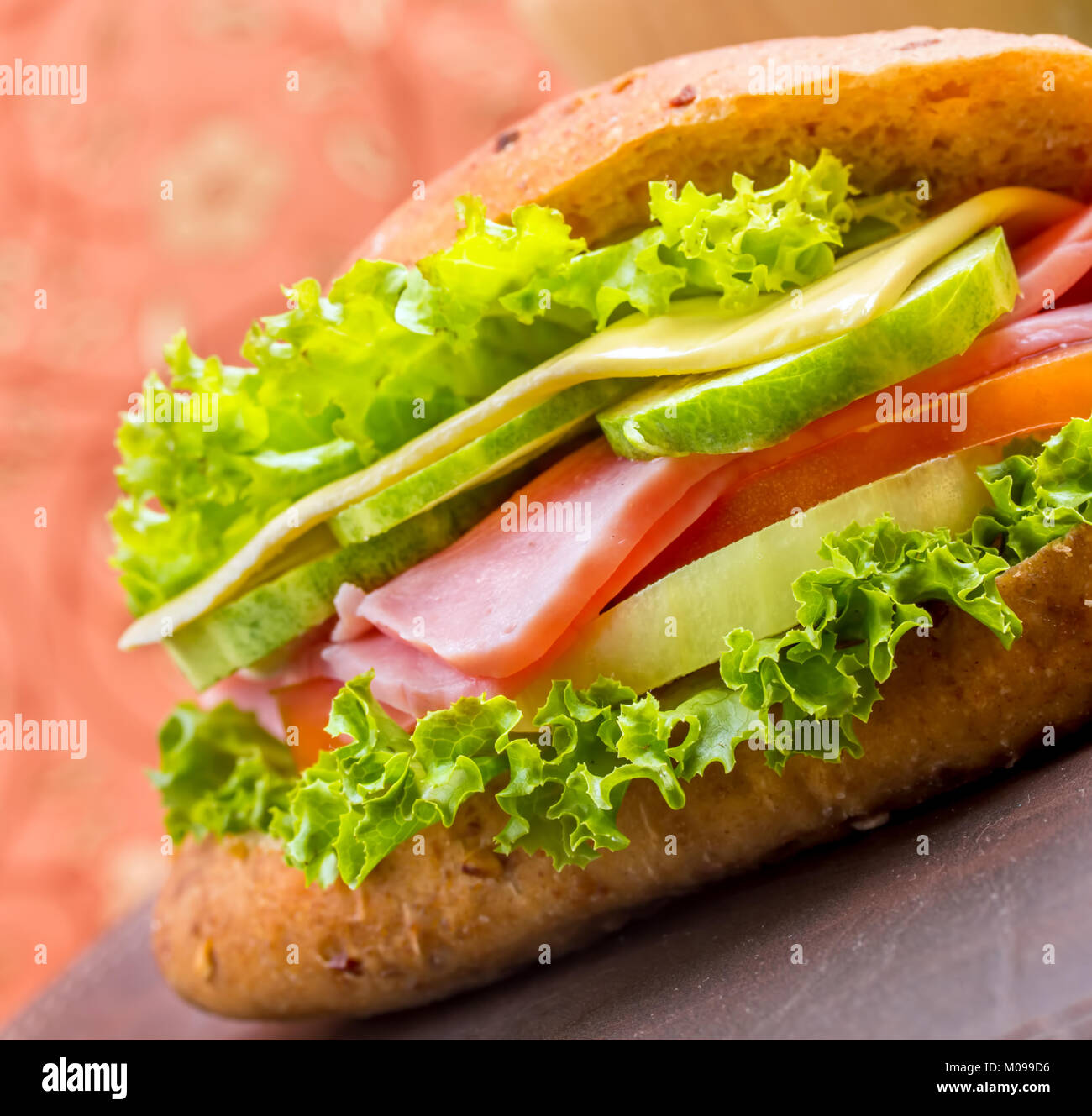 Cheese Ham Sandwich Showing Bread Roll And Bun Stock Photo - Alamy
