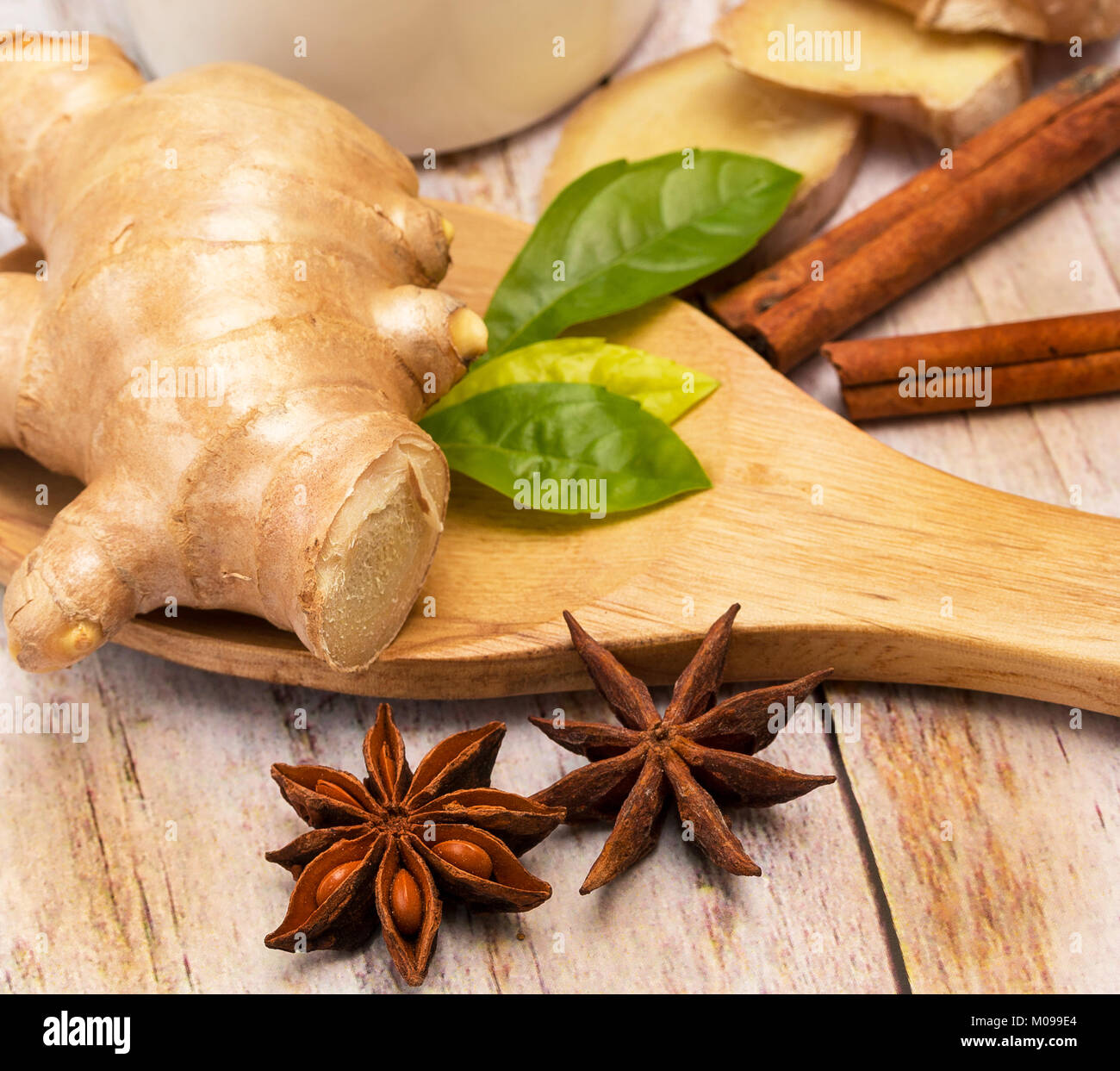 Japanese Ginger Tea Showing Star Anise And Refresh Stock Photo - Alamy