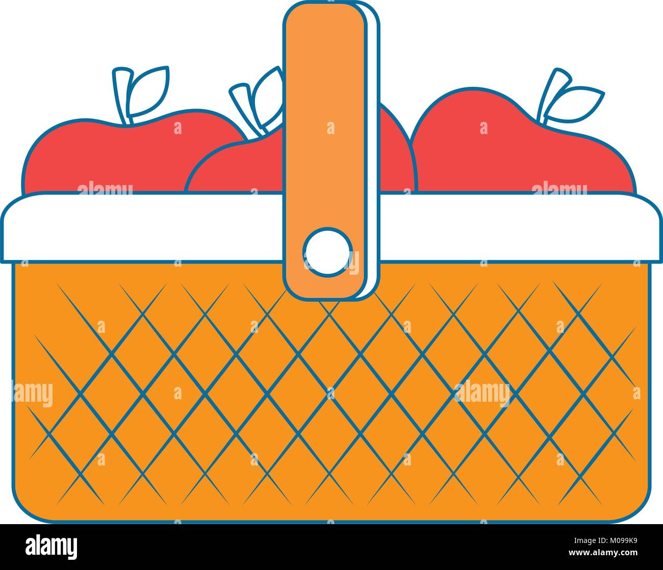 plastic basket picnic with apples vector illustration design Stock ...