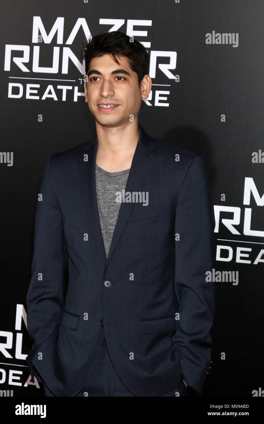 Century City, Ca. 18th Jan, 2018. Alexander Flores at the "Maze Runner ...