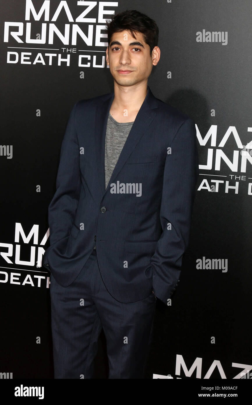 Century City, Ca. 18th Jan, 2018. Alexander Flores at the "Maze Runner ...