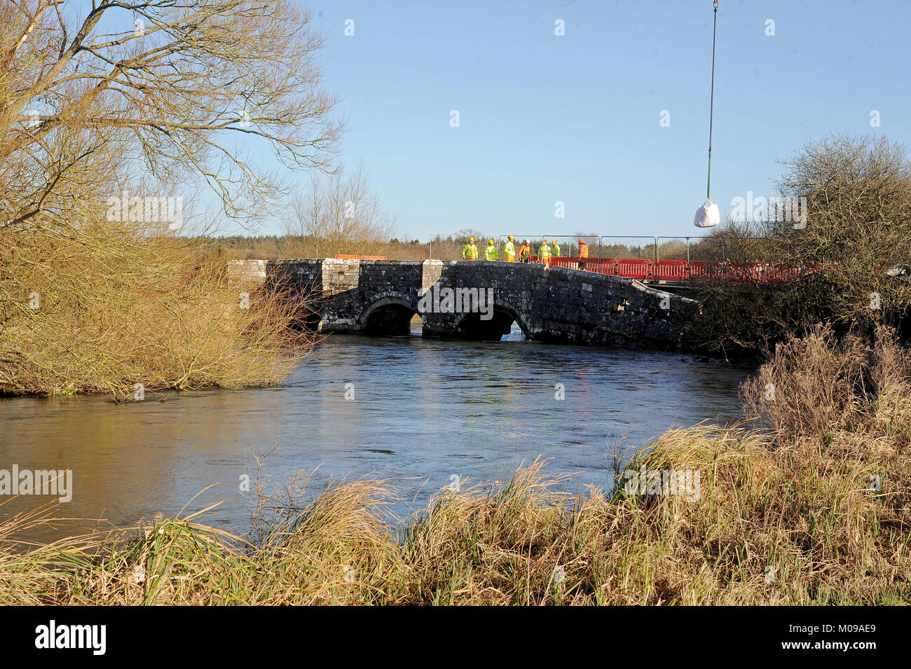 Repair work begins on historic Wool Bridge, Dorset, UK, Work begins on ...