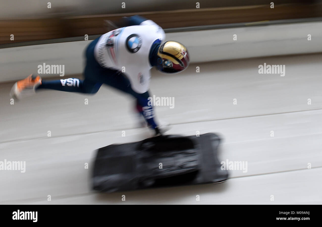 USA's Greg West launches into the race at the Skeleton World Cup men's ...