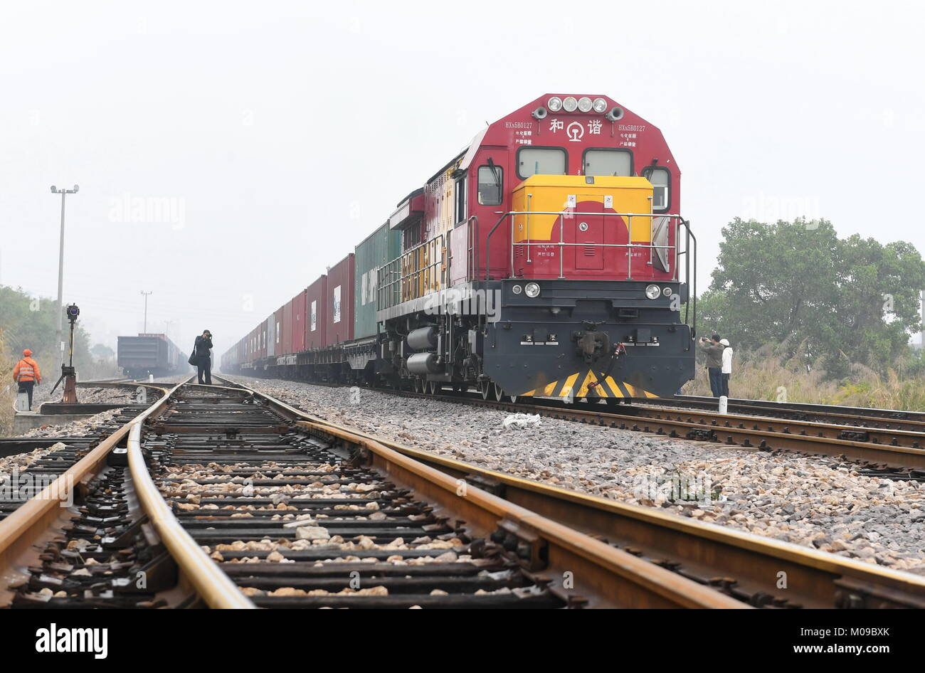Xiamen, China's Fujian Province. 19th Jan, 2018. The freight train of ...