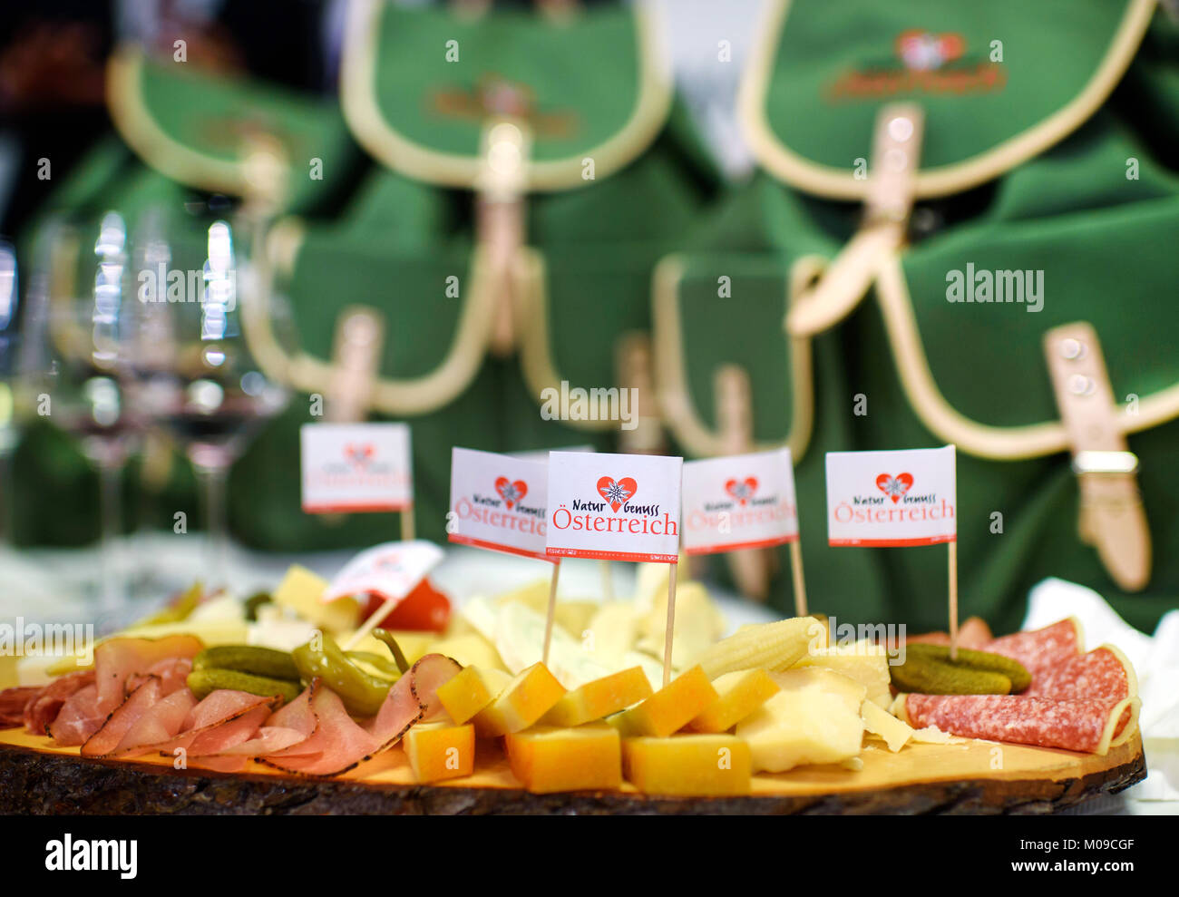 Berlin, Germany. 19th Jan, 2018. A platter of cold cuts is displayed at ...