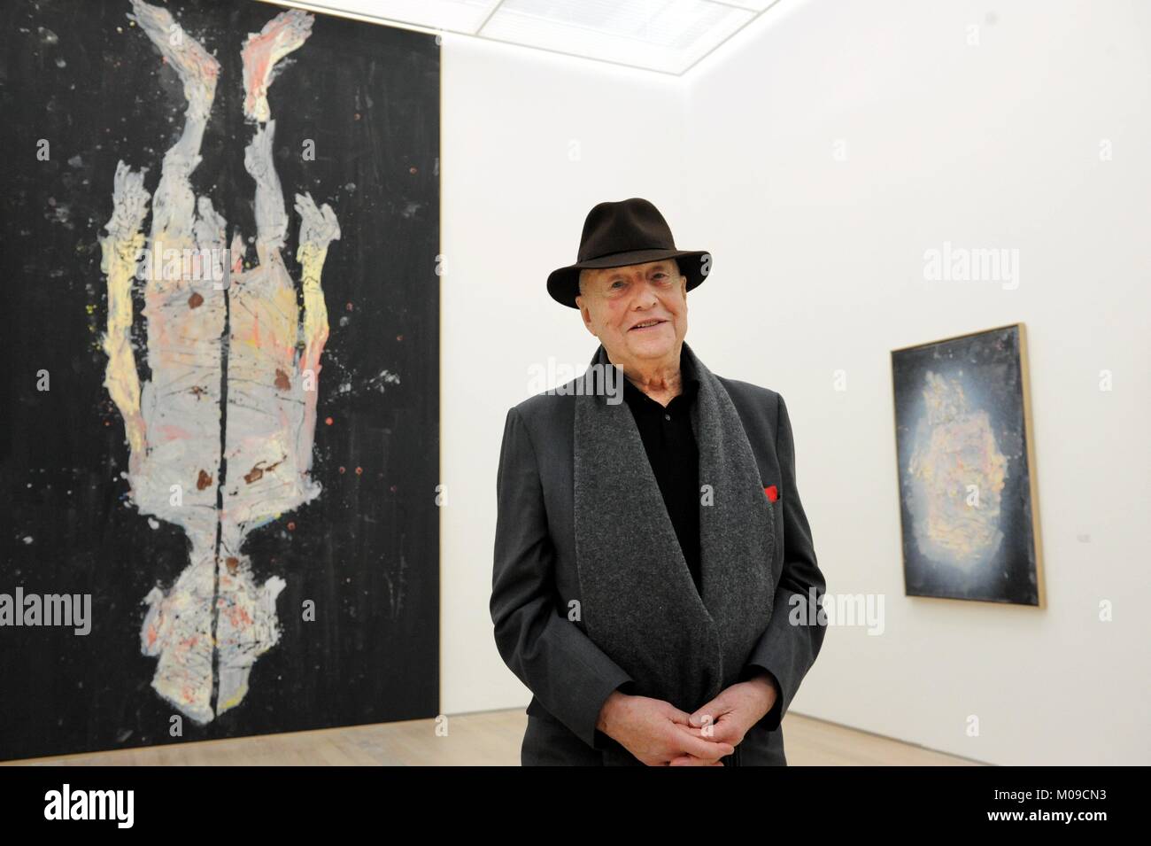 German artist Georg Baselitz in the museum of the Fondation Beyeler in ...