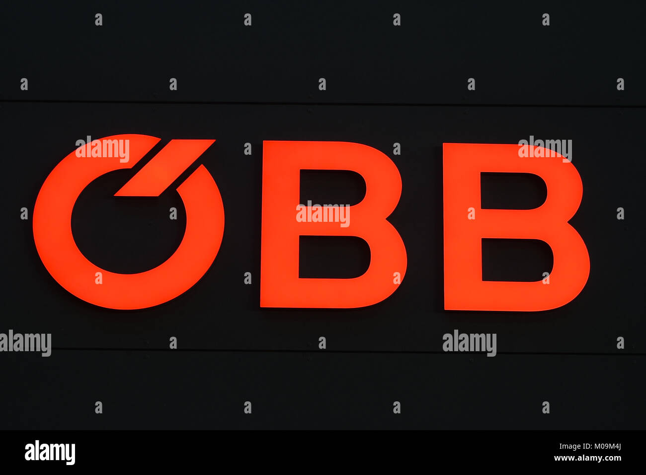 Vienna, Austria. 19th Jan, 2018. OBB logo is seen in Hauptbahnhof ...
