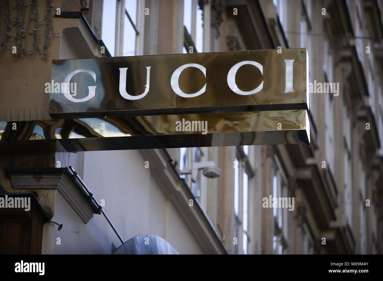 Vienna, Austria. 19th Jan, 2018. A Gucci logo is seen in Vienna. Credit ...