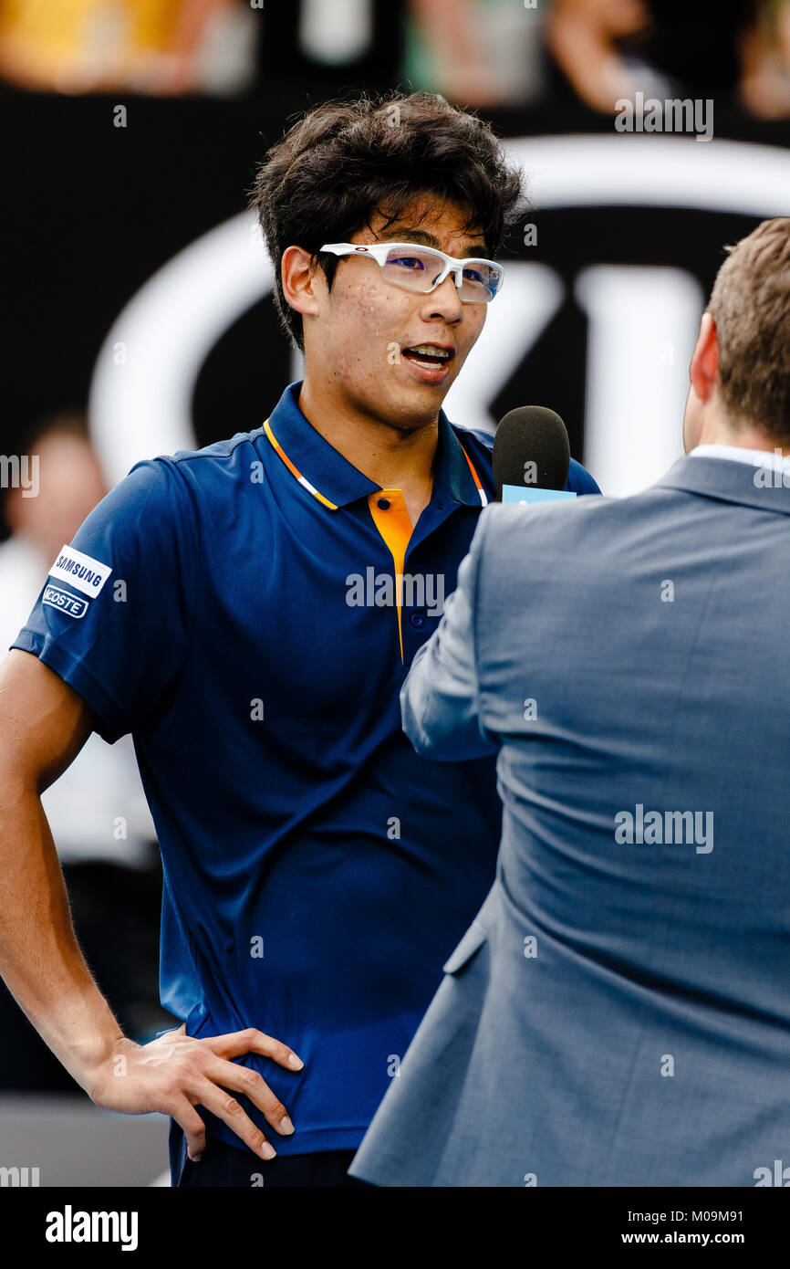 Melbourne, Australia. 20th Jan, 2018. Tennis player Hyeon Chung from ...