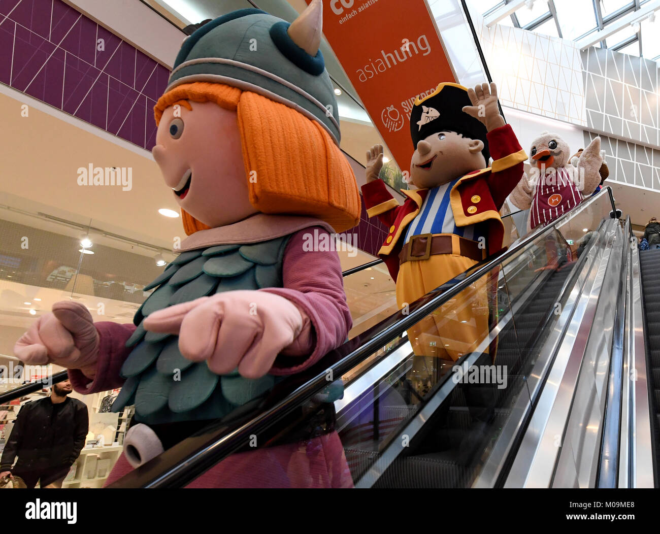 Neumuenster, Germany. 20th Jan, 2018. Mascots meet up for a colourful ...
