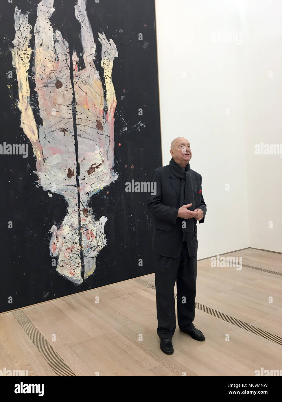 Basel, Switzerland. 19th Jan, 2018. German artist Georg Baselitz walks ...