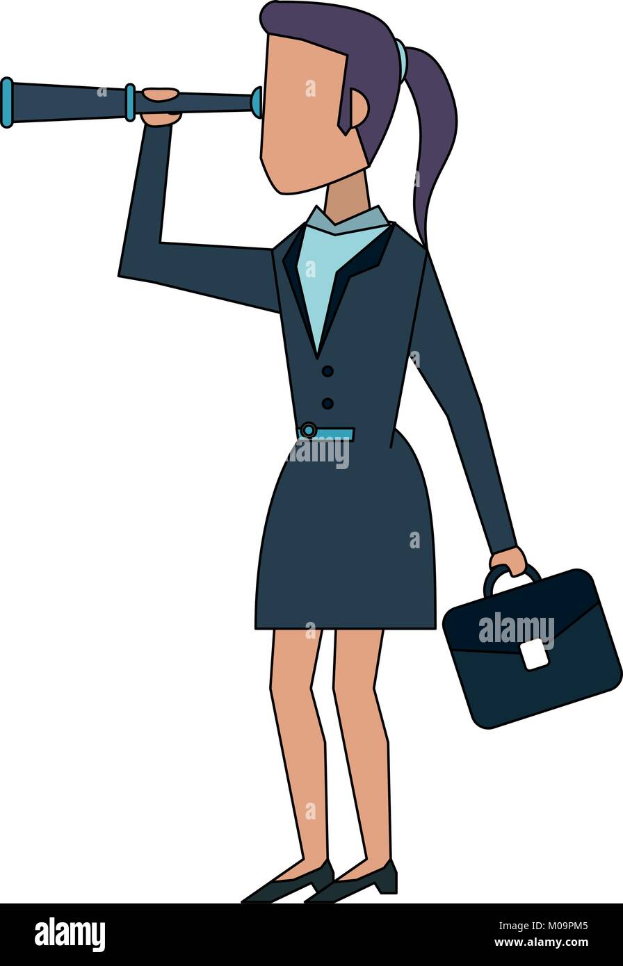 Business woman with telescope Stock Vector Image & Art - Alamy