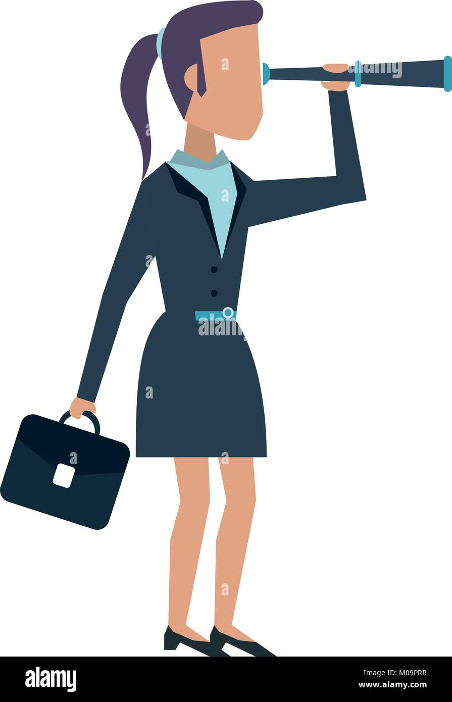 Woman with telescope Stock Vector Images - Alamy
