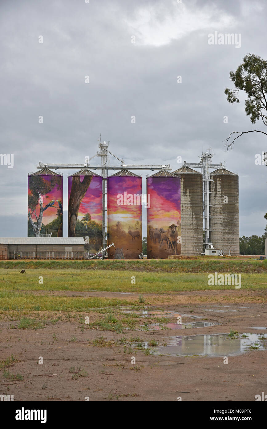 the silos at Thallon in queensland, Australia that have had murals ...