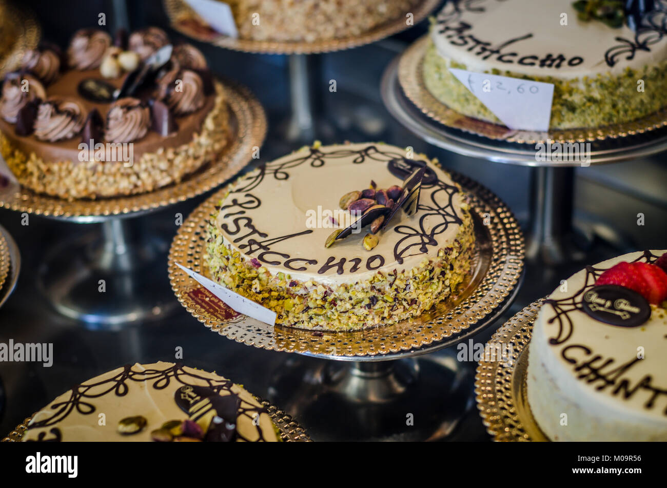 A Display of Cakes for Sale, Italian pastry Stock Photo - Alamy