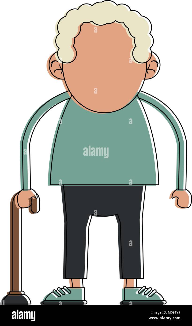 Cute Grandfather Cartoon Walking Stick Stock Vector Image And Art Alamy