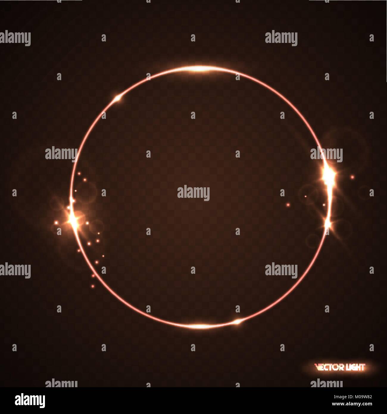 Vector round frame with sparks and spotlight. Shining circle banner ...
