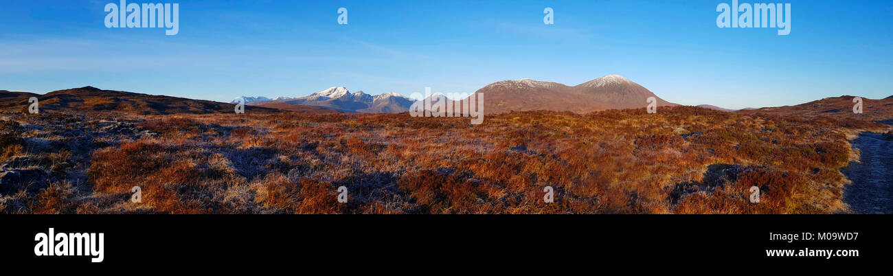 Views across to the Red Cuillin Mountains on the Isle of Skye. The ...