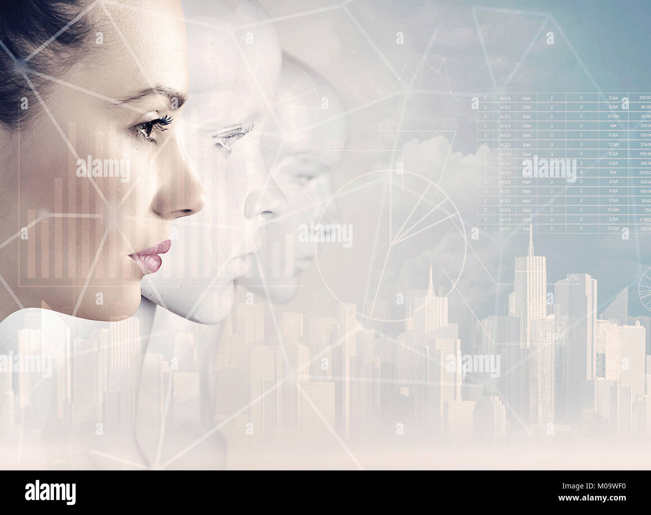 Woman and robots - artificial intelligence concept Stock Photo - Alamy