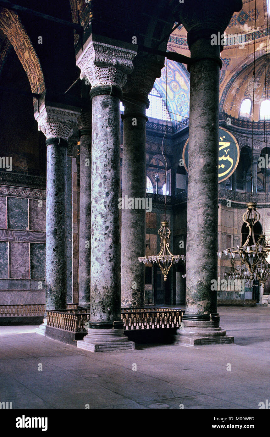Four Large Marble Columns Supporting the Dome of the c5th Hagia Sophia ...