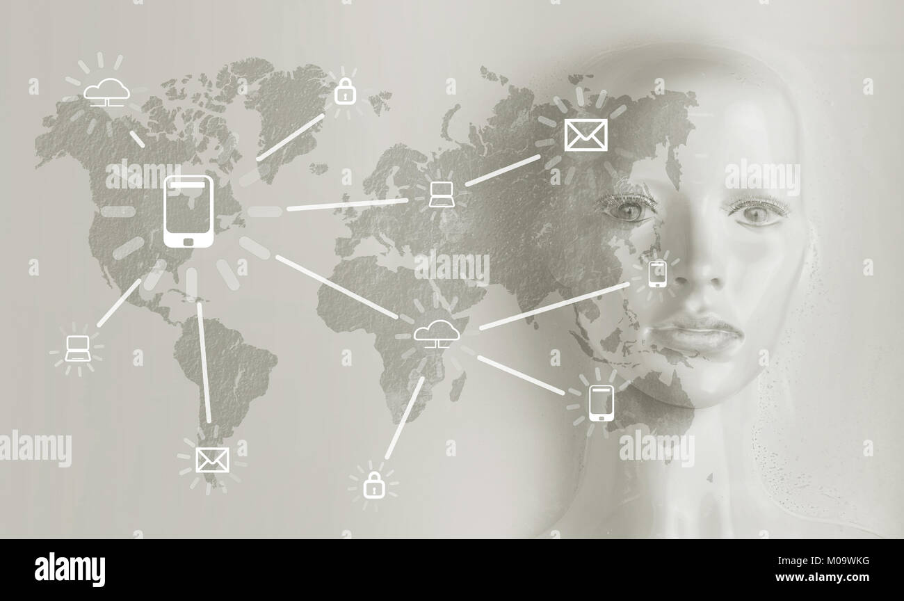 Artificial intelligence concept - globalization, Internet, network ...