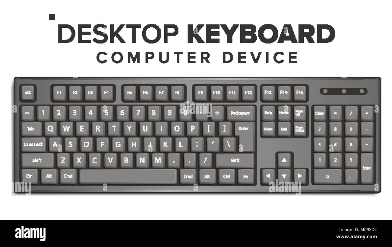 Desktop Keyboard Vector. Top View. Modern Device. QWERTY Alphabet ...