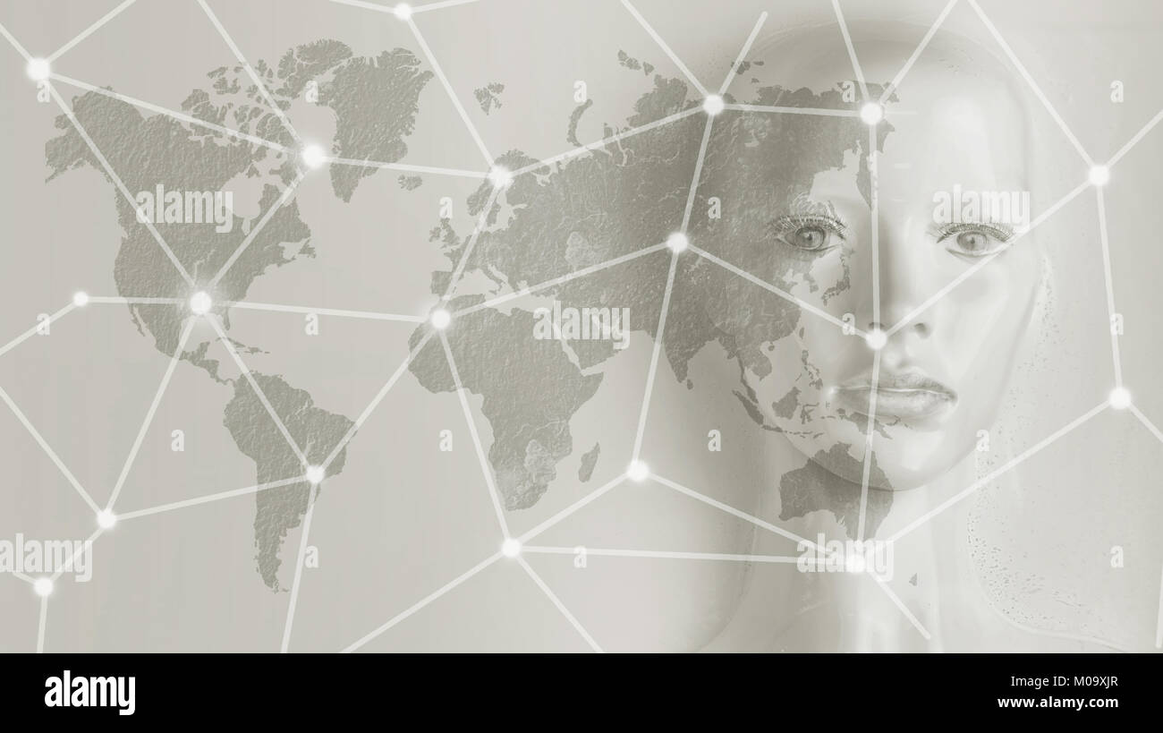 Artificial intelligence concept - globalization, Internet, network ...
