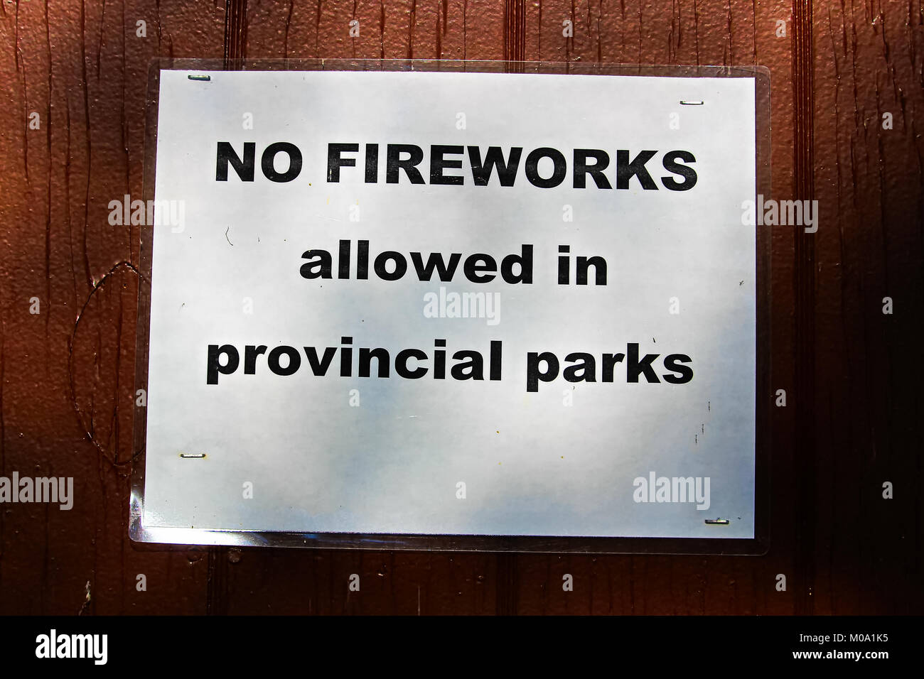 A No Fireworks Allowed in Provincial Parks sign Stock Photo - Alamy