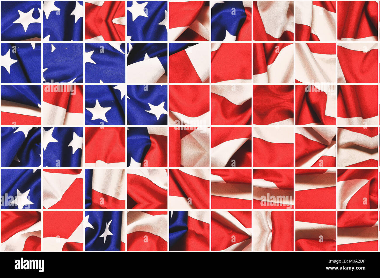 USA flag decomposed and scattered in square fragments Stock Photo - Alamy