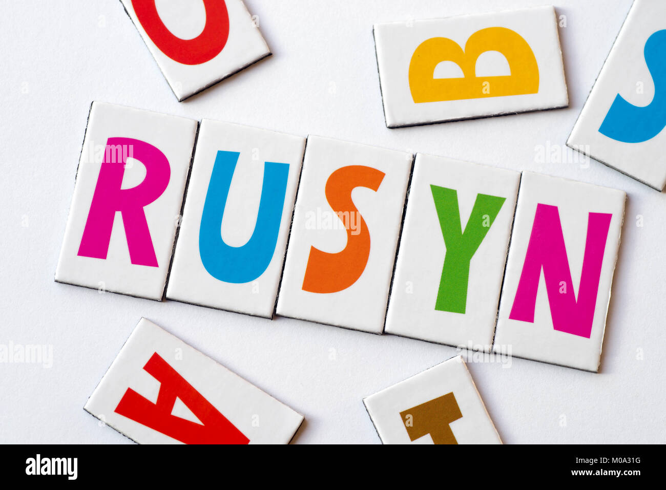 word Rusyn made of colorful letters on white background Stock Photo - Alamy