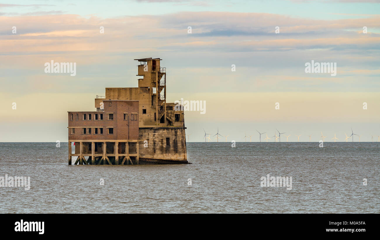 Grain Tower Battery in the River Medway, Isle of Grain, Kent, England ...