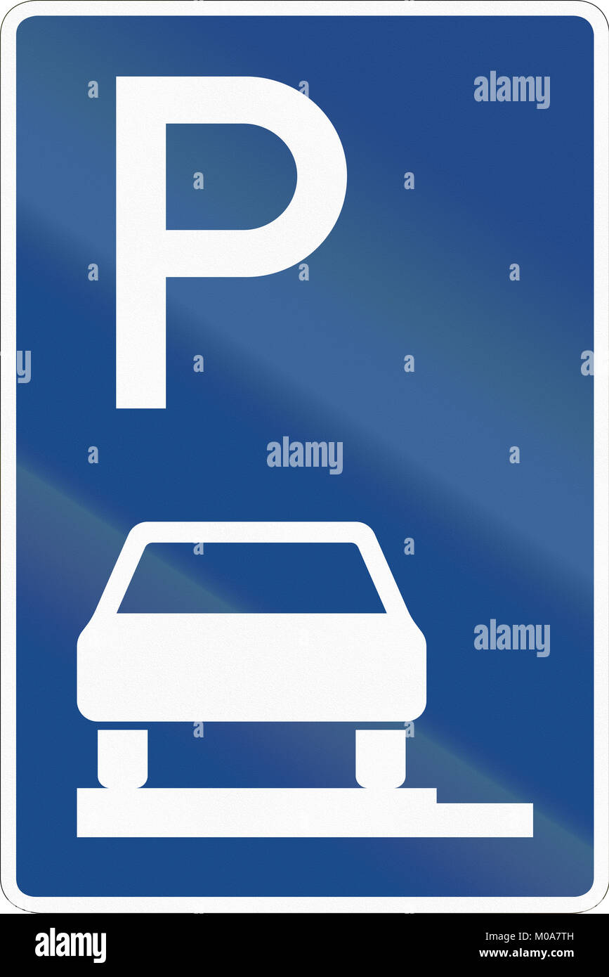 German road sign - Parking position at the sidewalk Stock Photo - Alamy