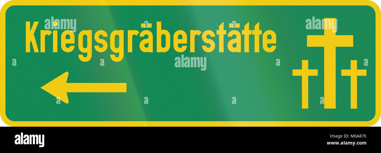 Historic German road sign about a place of interest - War memorial ...