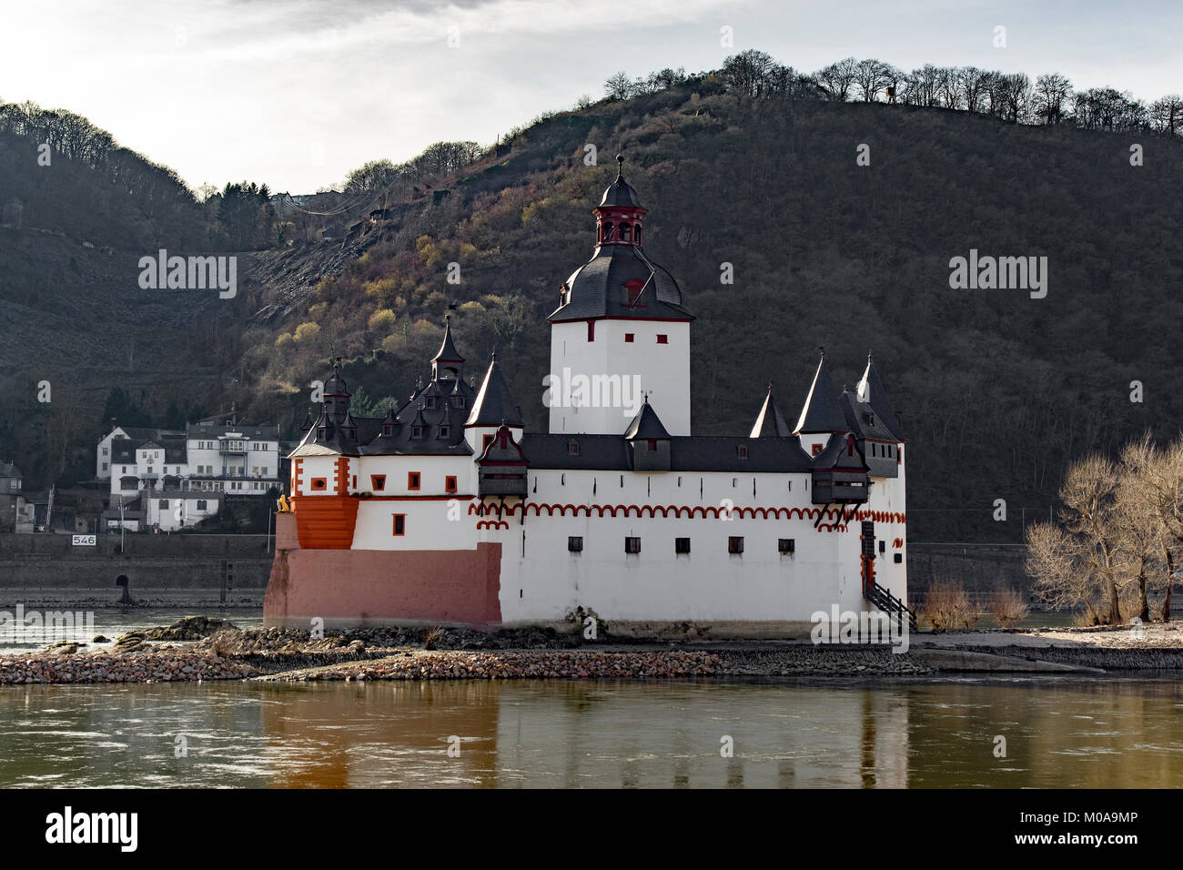 Castle Pfalzgrafenstein Germany. Kaub Rhine River. Island castle in the ...